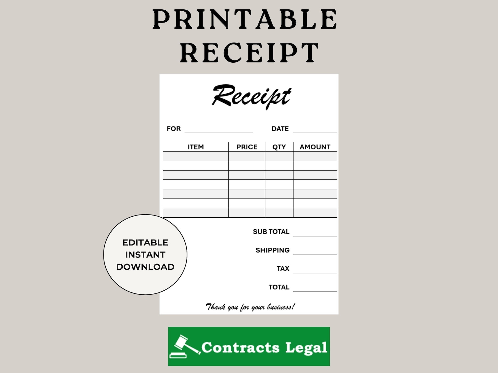 Printable Business Receipt Template: Professional Payment Confirmation ...