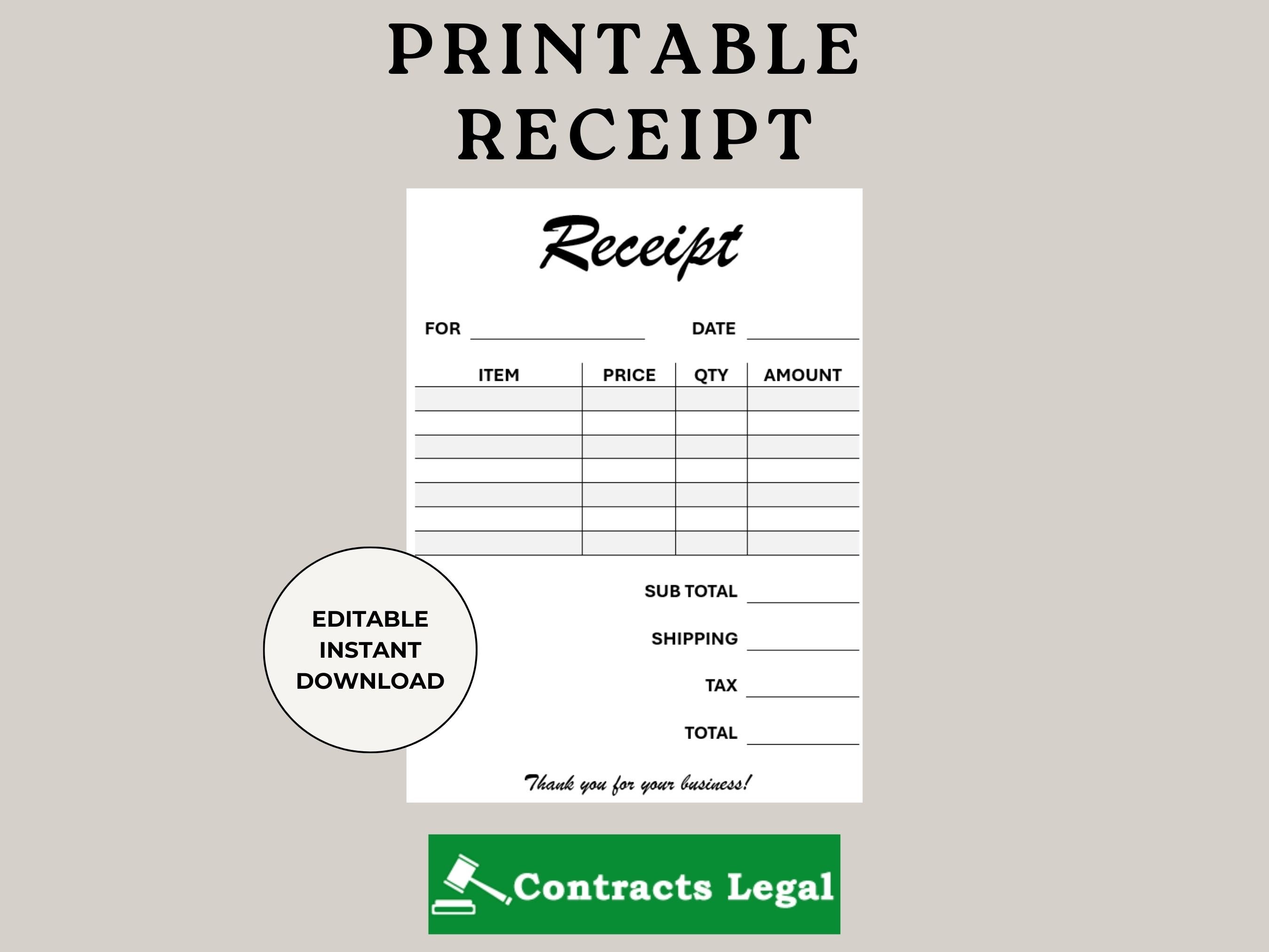 Printable Business Receipt Template: Professional Payment Confirmation ...