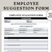 Employee Suggestion Form, Employee Suggest, Human Resource Forms ...