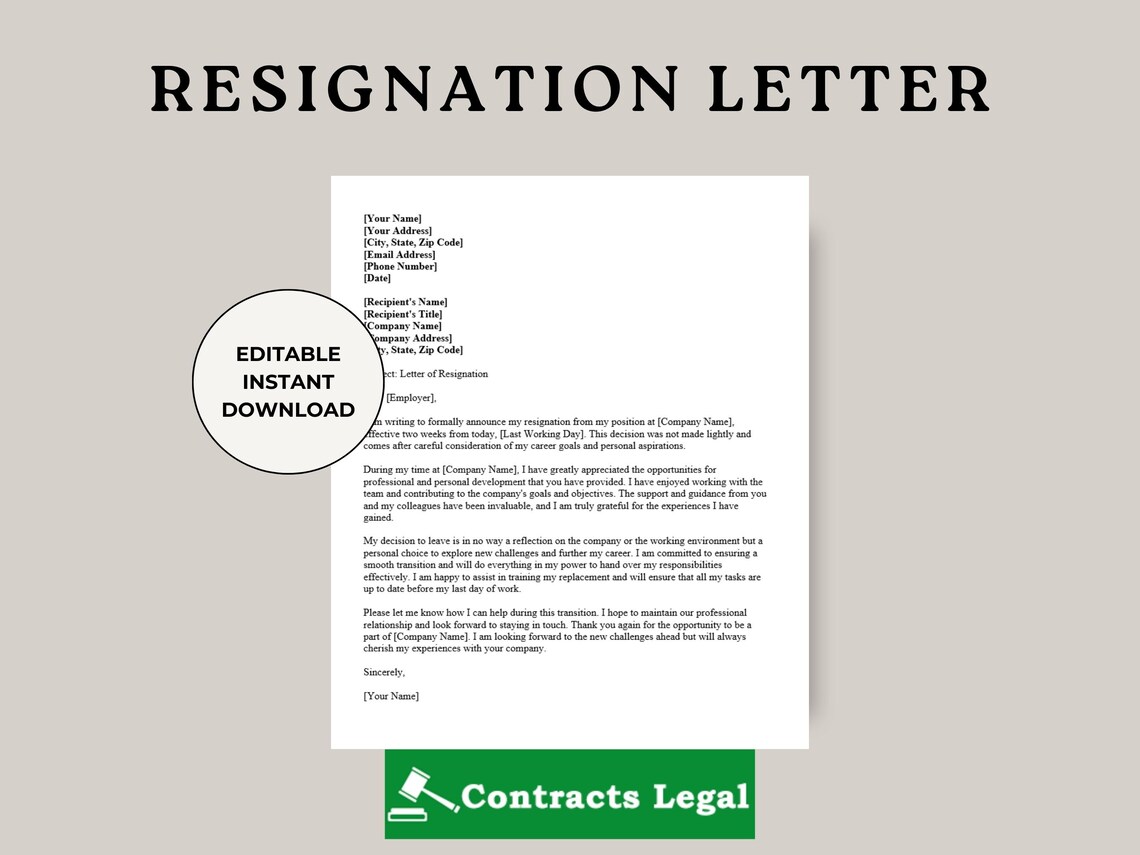 Resignation Letter Template, Job Resignation, Resign Letter, Notice ...