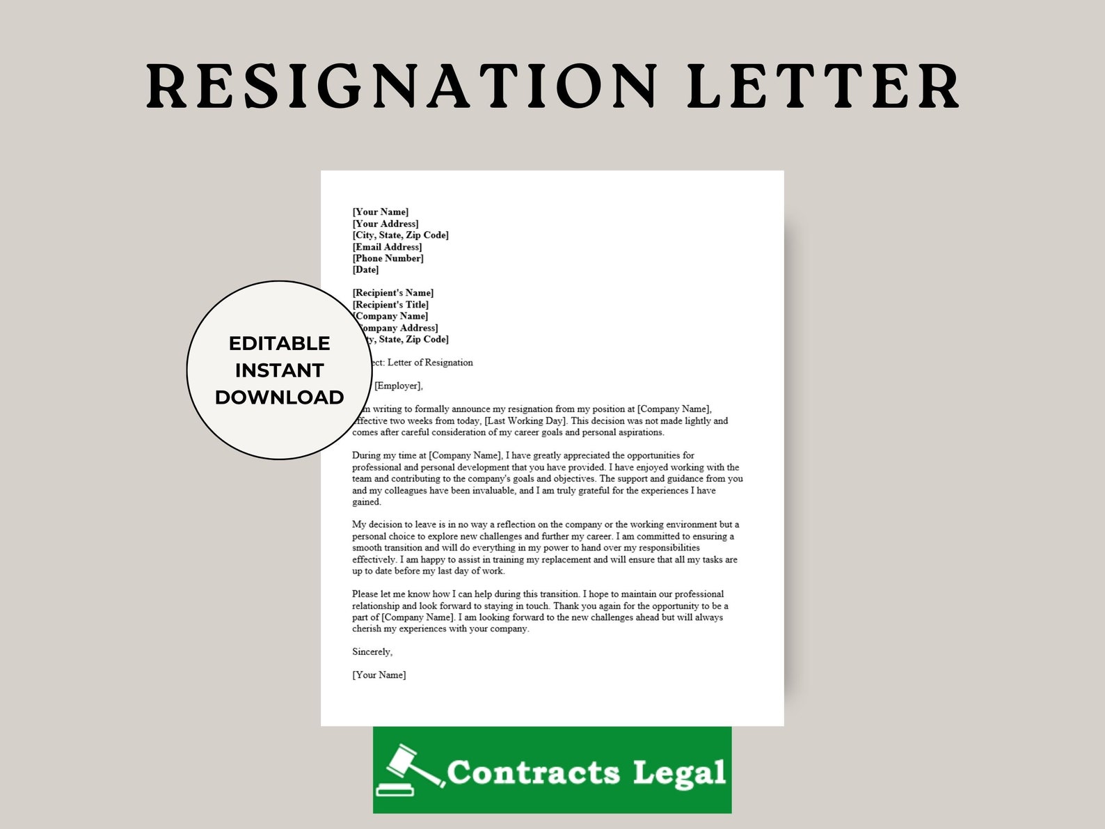 Resignation Letter Template, 2 Weeks Notice, Two Weeks Notice, Job ...