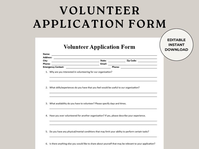 Volunteer Application Form Template: NGO, Nonprofit (microsoft Word ...