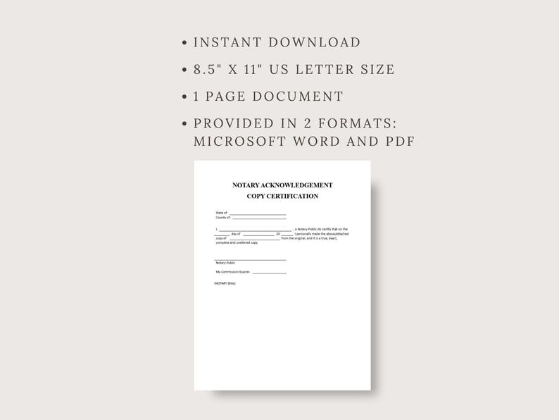 Notary Copy Certification, Notary Letter, Notary Form, Acknowledgment, Acknowledgment Form ...