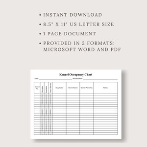 Dog Kennel Occupancy Chart: Boarding Schedule Template (digital ...