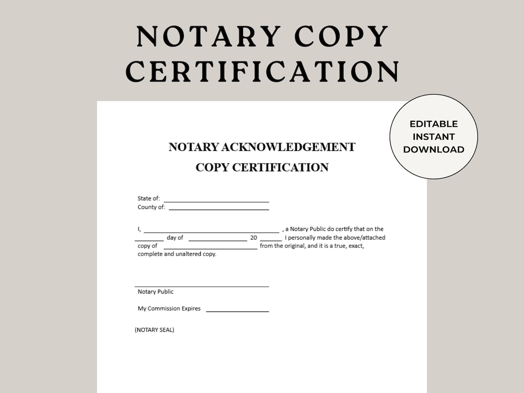 Notary Copy Certification, Notary Letter, Notary Form, Acknowledgment ...