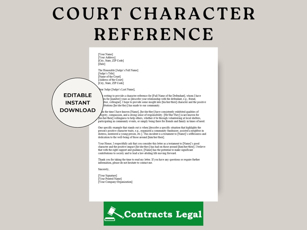 Court Character Reference Letter Template: Legal Recommendation ...