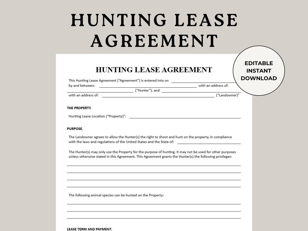 Hunting Lease Agreement, Hunting Grounds, Hunt Lease, Lease Form ...