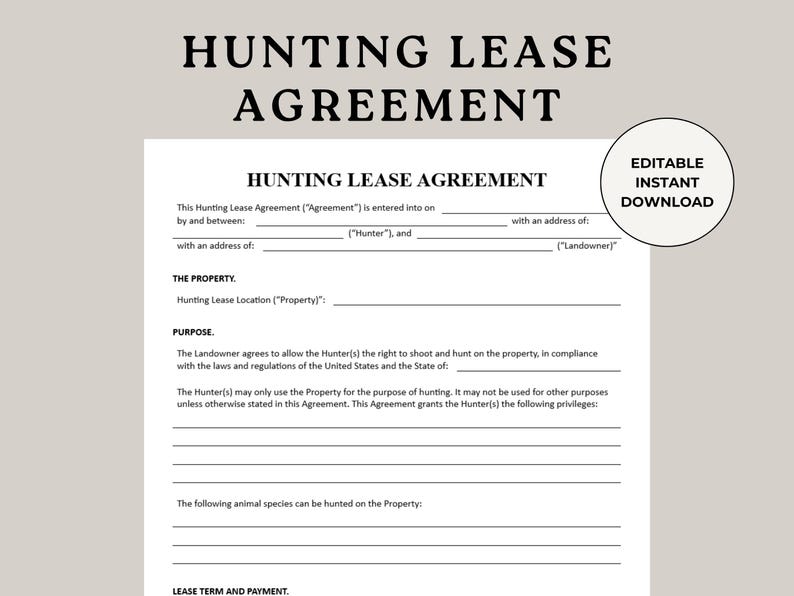 Hunting Lease Agreement, Hunting Grounds, Hunt Lease, Lease Form ...
