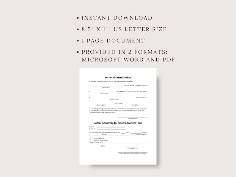 Letter of Guardianship, Notary Letter, Guardianship, Notary Form ...