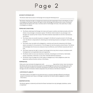 Storage Rental Agreement, Lease Form, Storage Unit, Self-storage ...