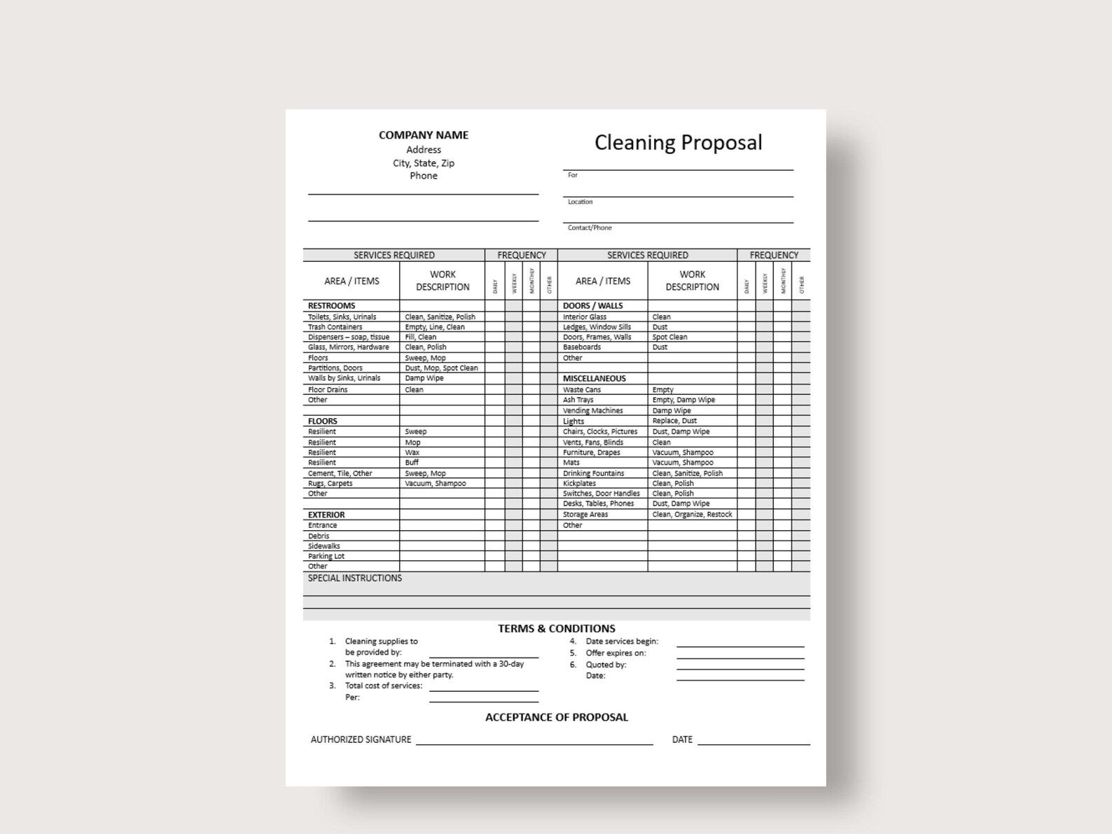 Cleaning Service Proposal Template: Customizable Business Forms ...