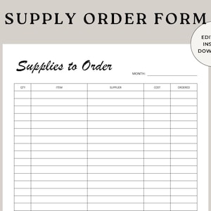 Supply Order Form, Product Inventory, Supply Inventory, Inventory Sheet ...
