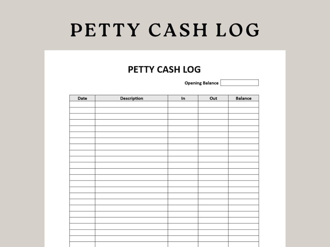 Petty Cash Log, Petty Cash Ledger, Petty Cash Book, Accounting Ledger ...