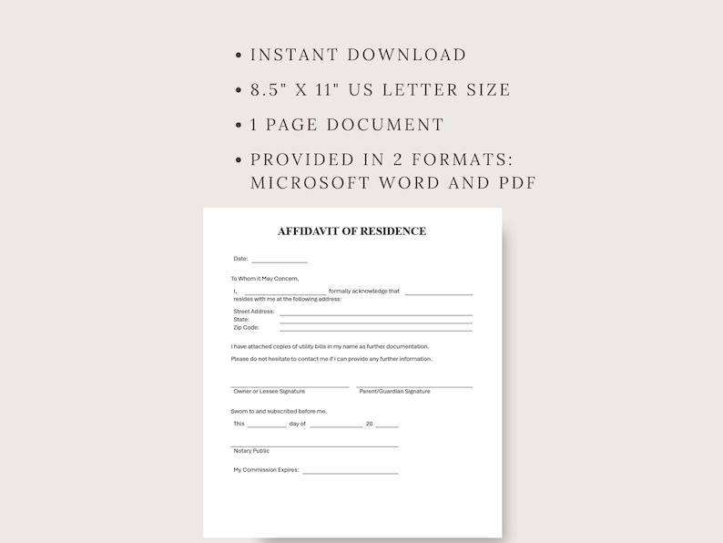 Proof of Residency, Proof of Residence, Notary Form, Proof Letter ...