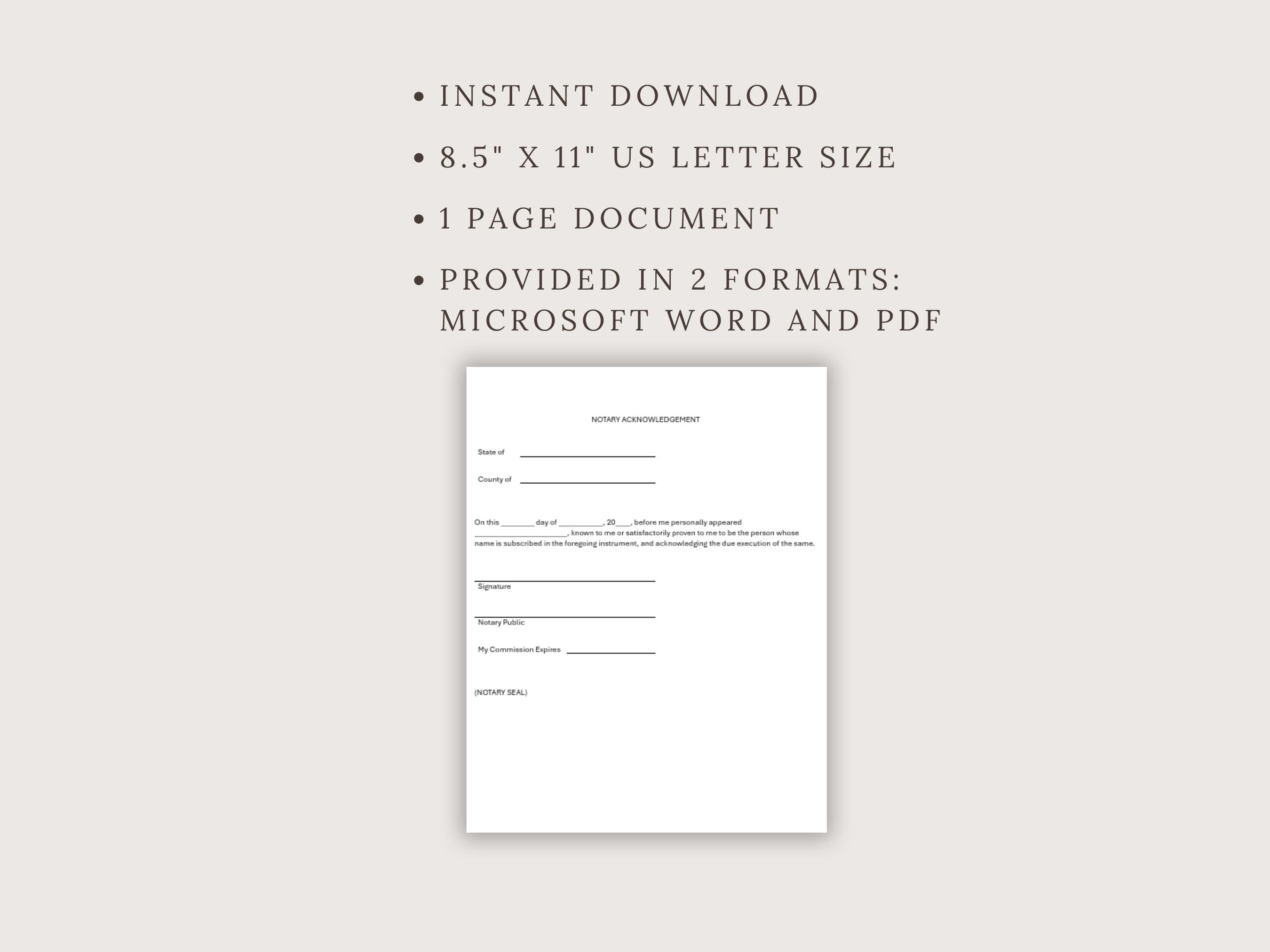 Notary Acknowledgement, Notary Form, Notary Letter, Acknowledgement ...