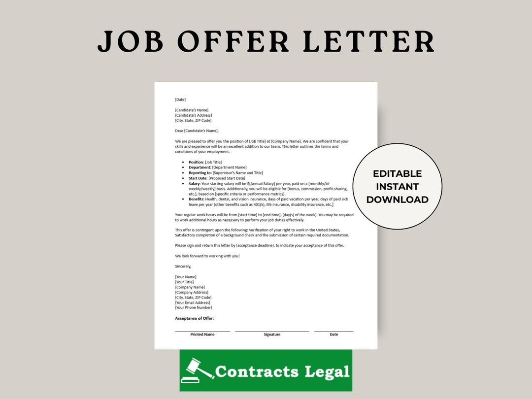 Job Offer Letter, Employment Offer, New Hire Template, Employee ...