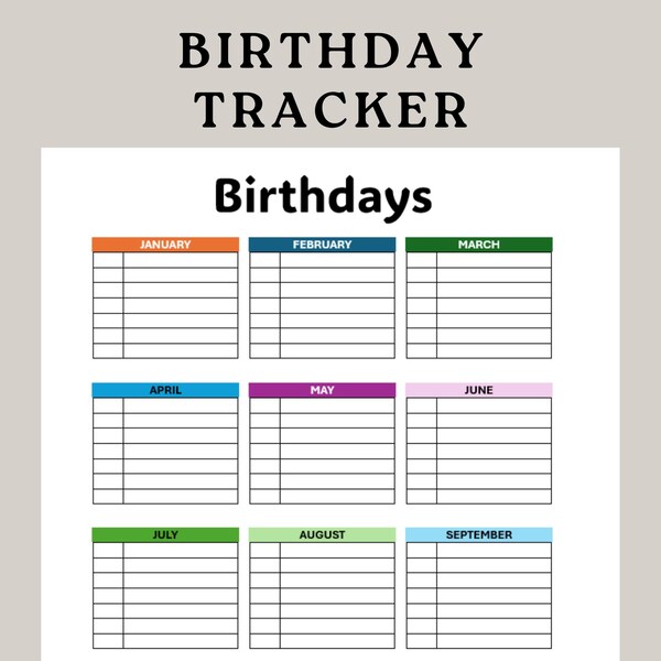 Family Birthday Tracker - Etsy