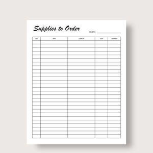 Supply Order Form, Product Inventory, Supply Inventory, Inventory Sheet ...