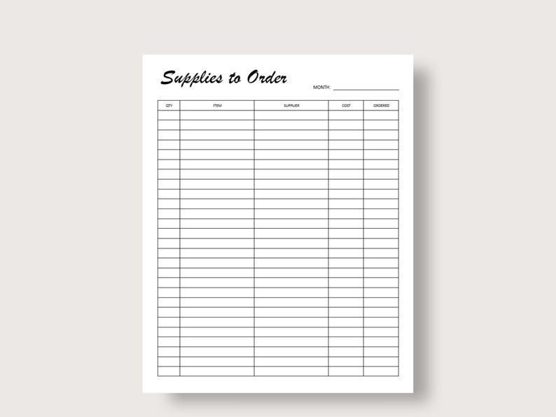 Supply Order Form, Product Inventory, Supply Inventory, Inventory Sheet ...