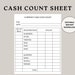 Cash Count Sheet, Cash Count Form, Cash Drawer Sheets, Closing Cash ...