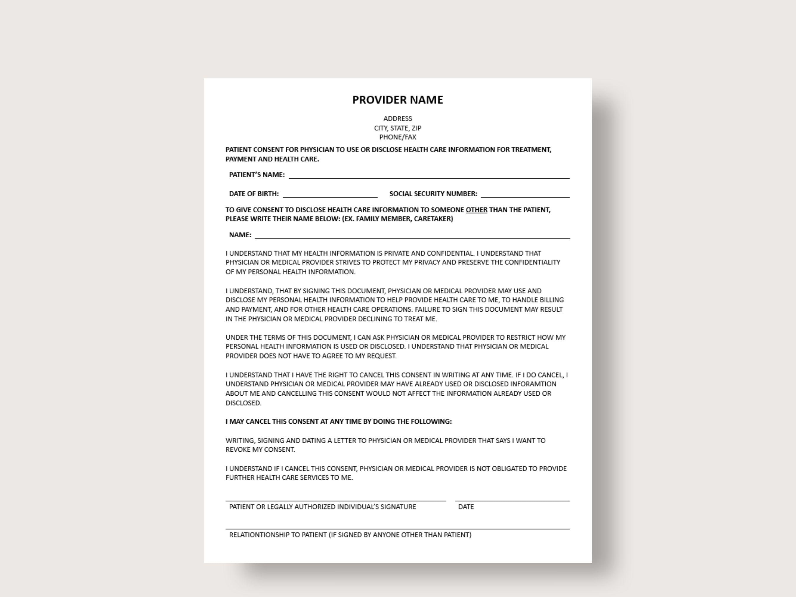 HIPAA Compliance Form: Patient Registration & Privacy Consent (digital ...