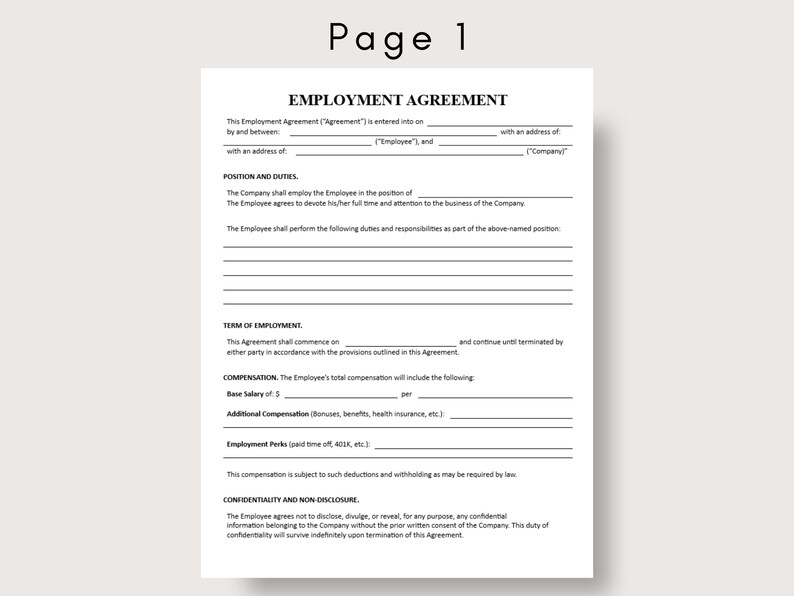 Employer Agreement, New Hire Checklist, Human Resources Form ...