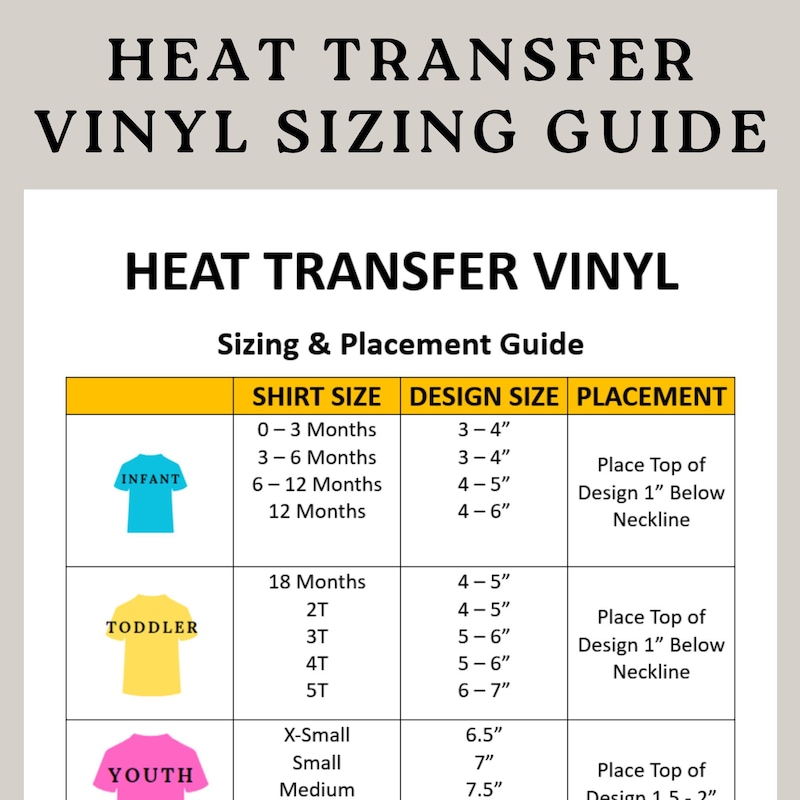 Dtf Size Chart - Etsy