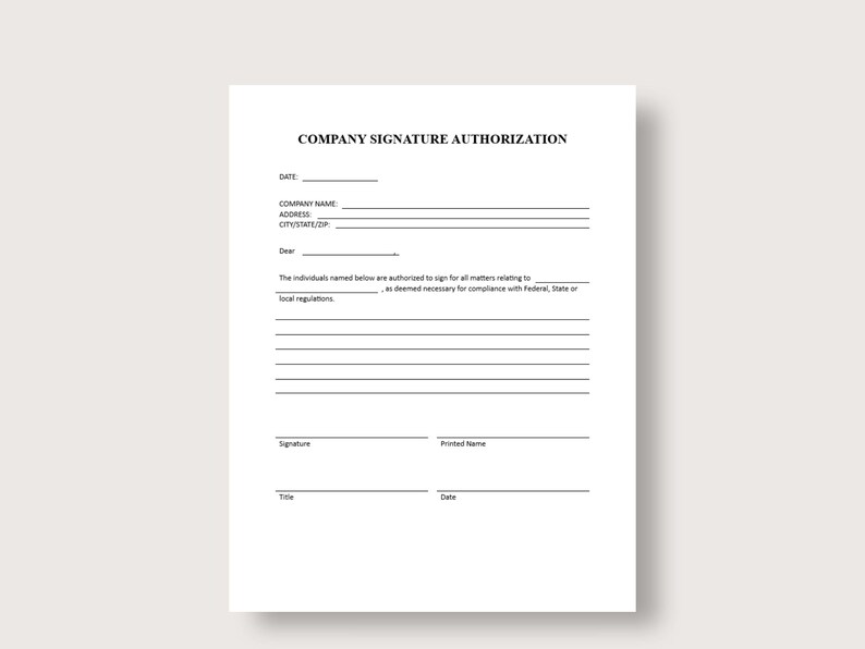 Editable Signature Authorization Template: Business Letter Form ...