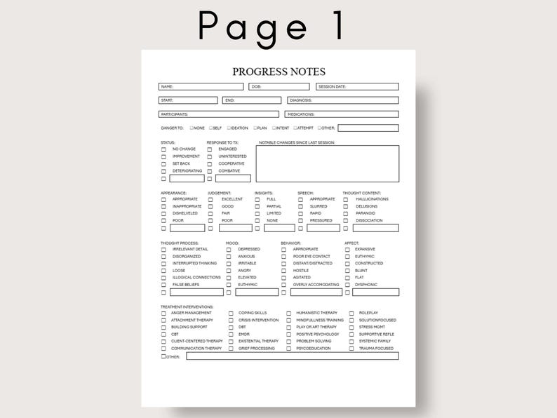 Mental Health Progress Notes Template: Therapy & Social Work (digital ...