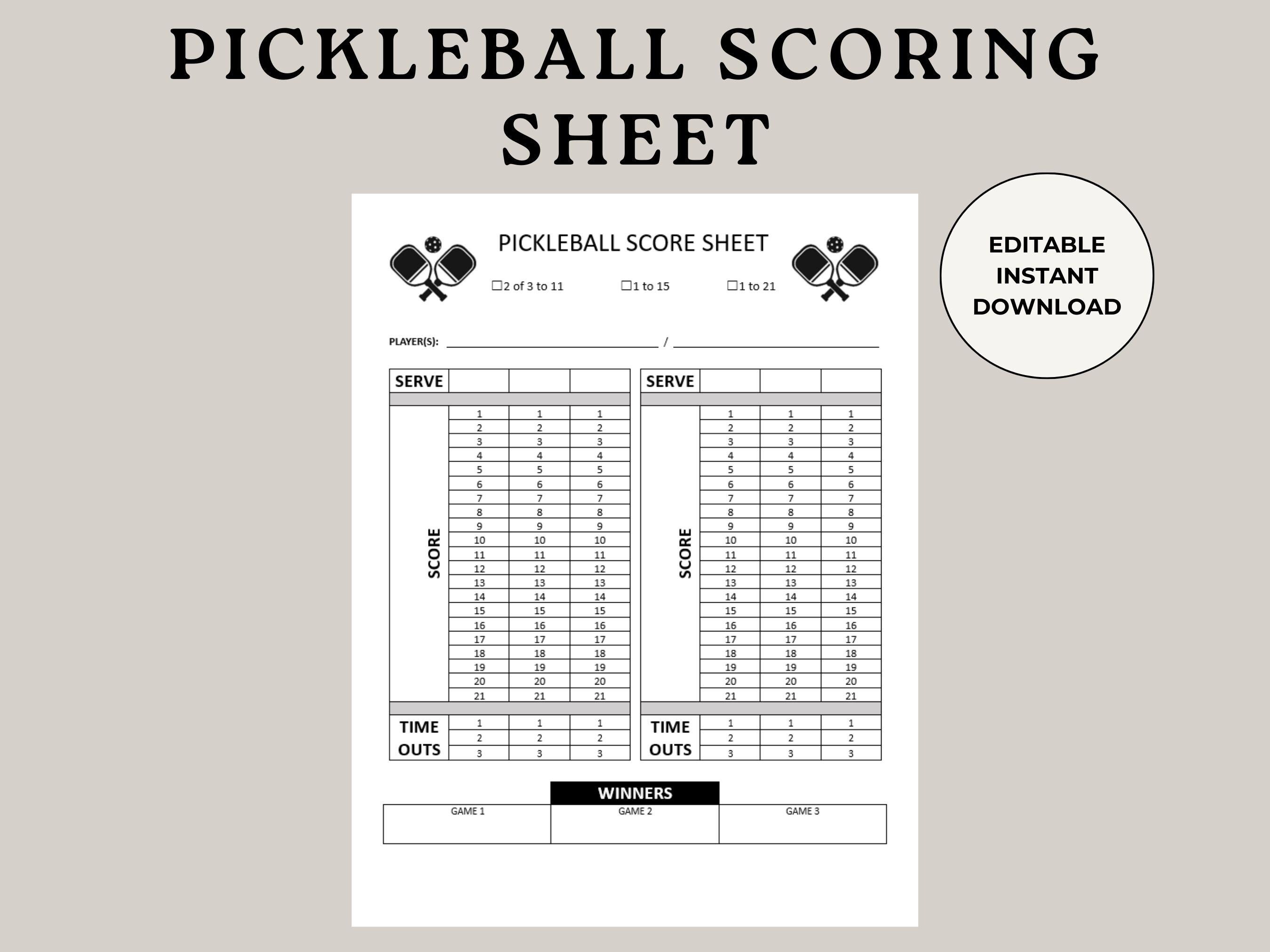 Pickleball Scoring, Pickleball Scorecard, Court Score Game, Pickleball ...