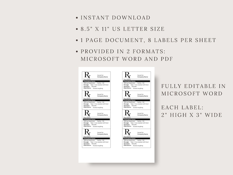 Rx Pill Bottle Label, Prescription Bottle, Fake Prescription, Nursing ...