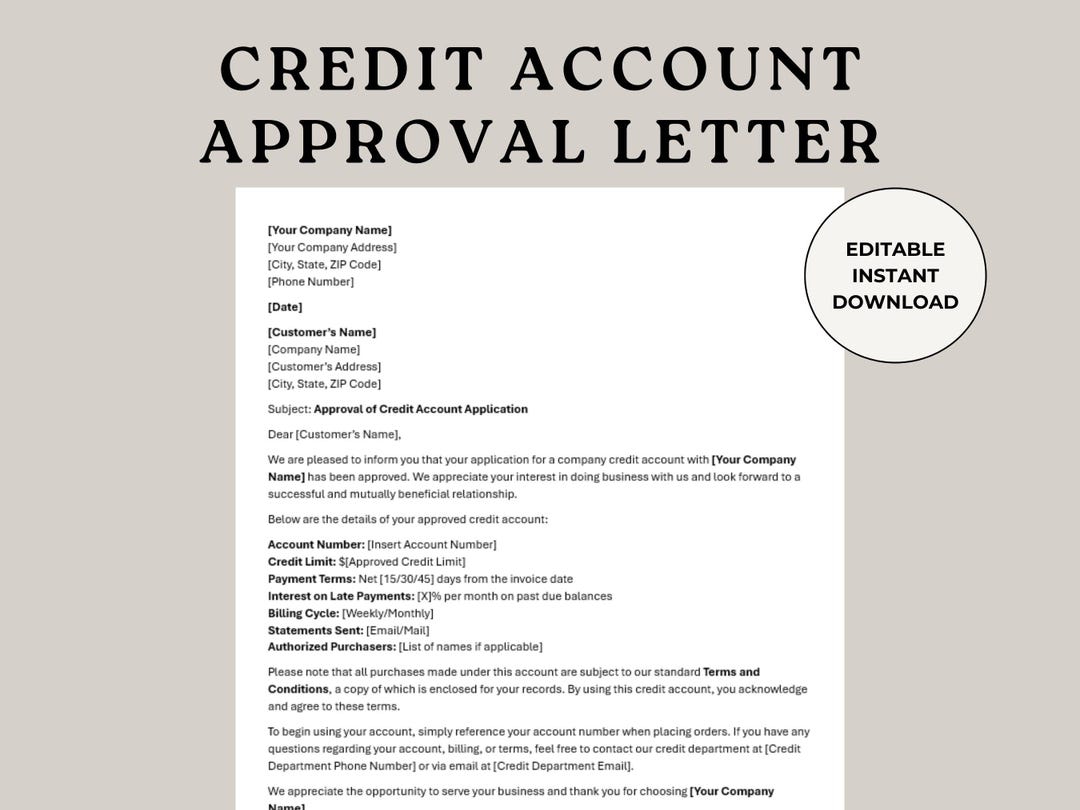 Credit Account Approval Letter Template: Business Welcome Letter ...