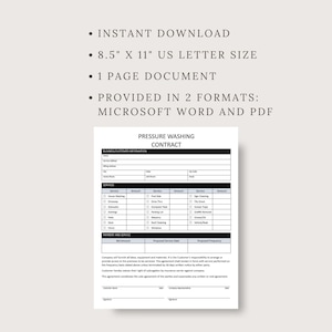 Power Washing Contract Template: Pressure Washing Business (digital ...