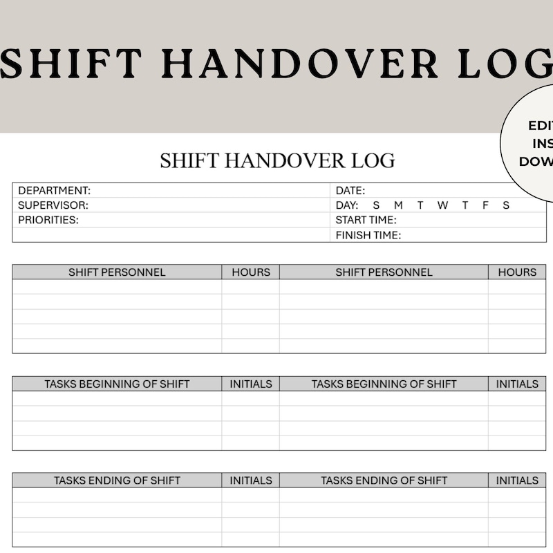 End of Shift Report - Etsy
