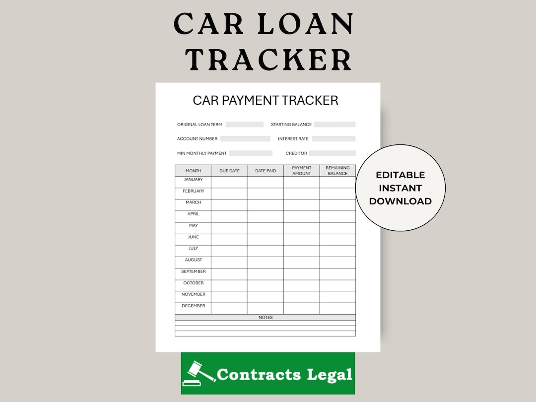 Car Loan Payment Tracker, Car Loan Payoff, Loan Payment Tracker, Loan ...
