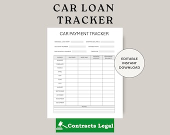 Car Loan Payment Tracker, Car Loan Tracker, Car Loan Payoff Tracker ...