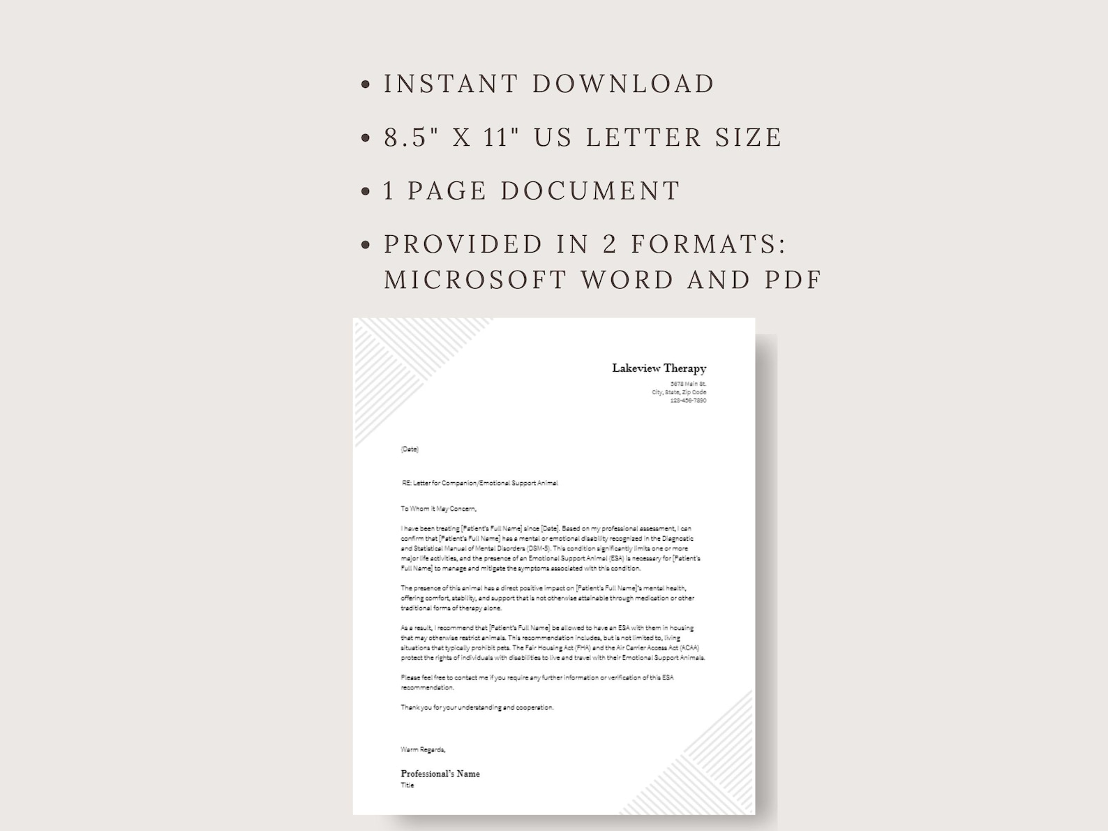 Emotional Support Animal Letter, ESA Letter, ESA Letter Template ...