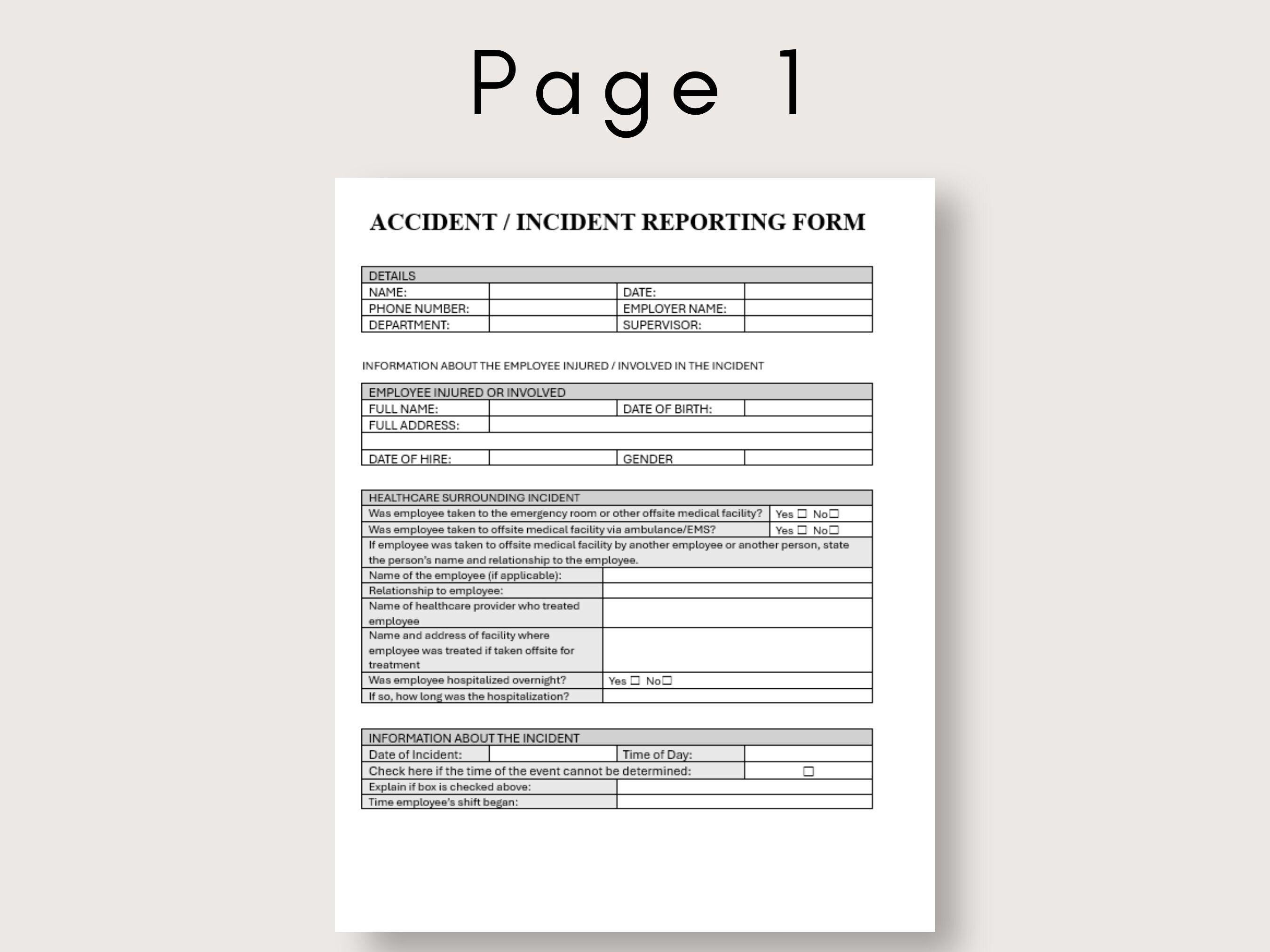 Incident Report Form: Customizable Event Documentation (digital ...