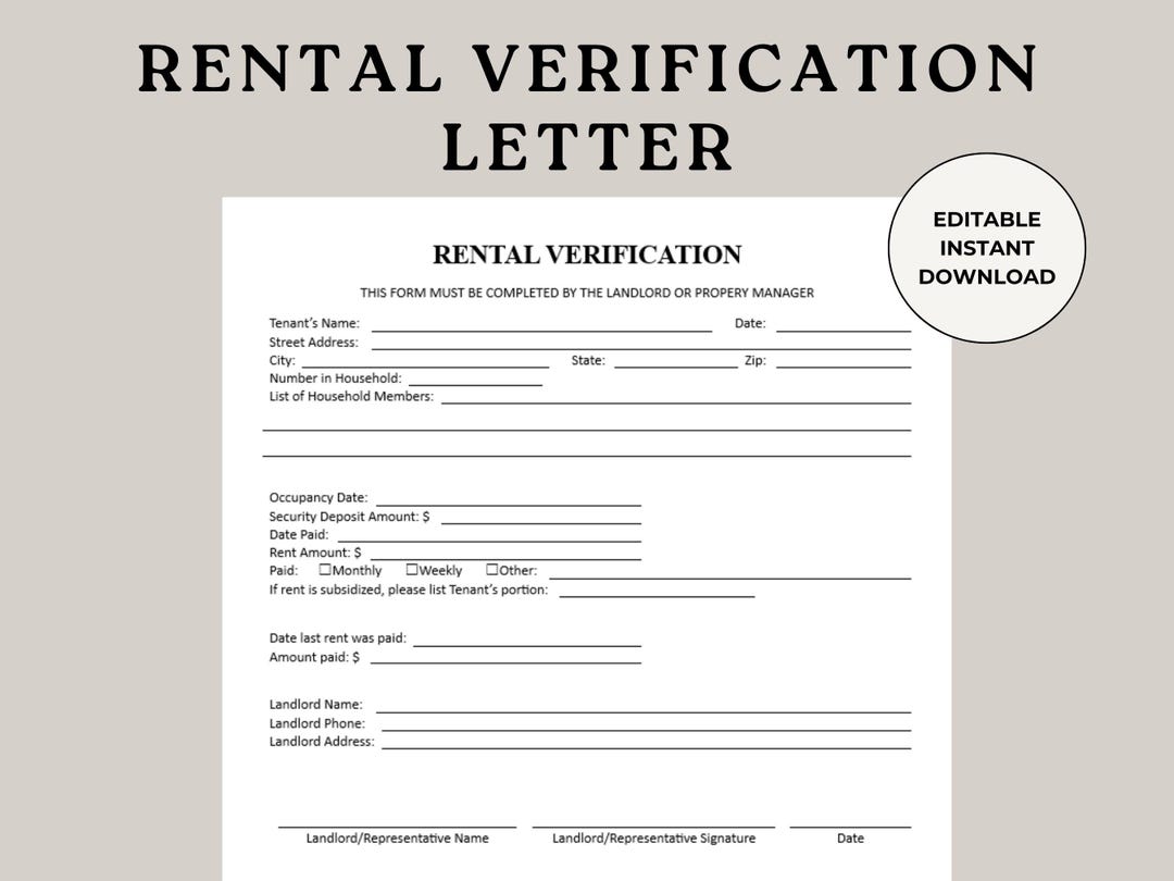 Rental Verification Letter, Rental Letter, Verification Letter ...