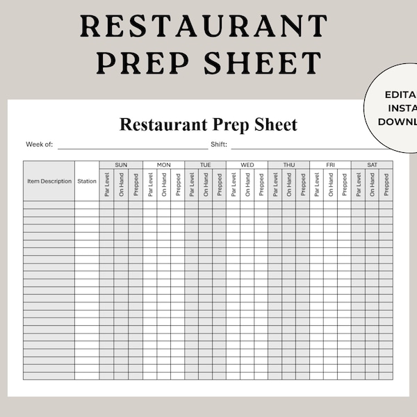Restaurant Side Work Checklist - Etsy