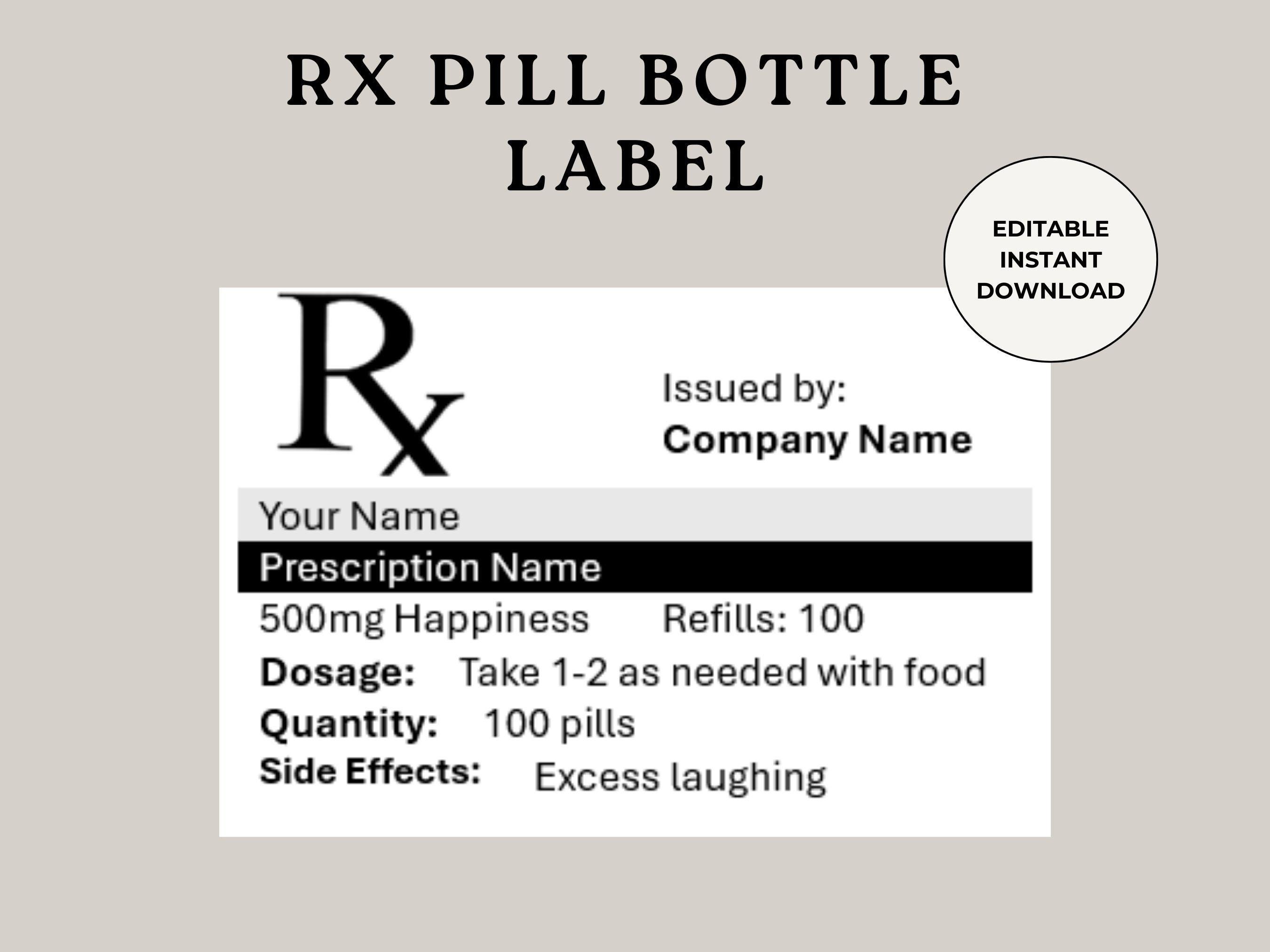 Rx Pill Bottle Label, Prescription Bottle, Fake Prescription, Nursing ...