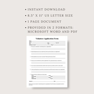 Volunteer Application Form Template: NGO, Nonprofit (microsoft Word ...