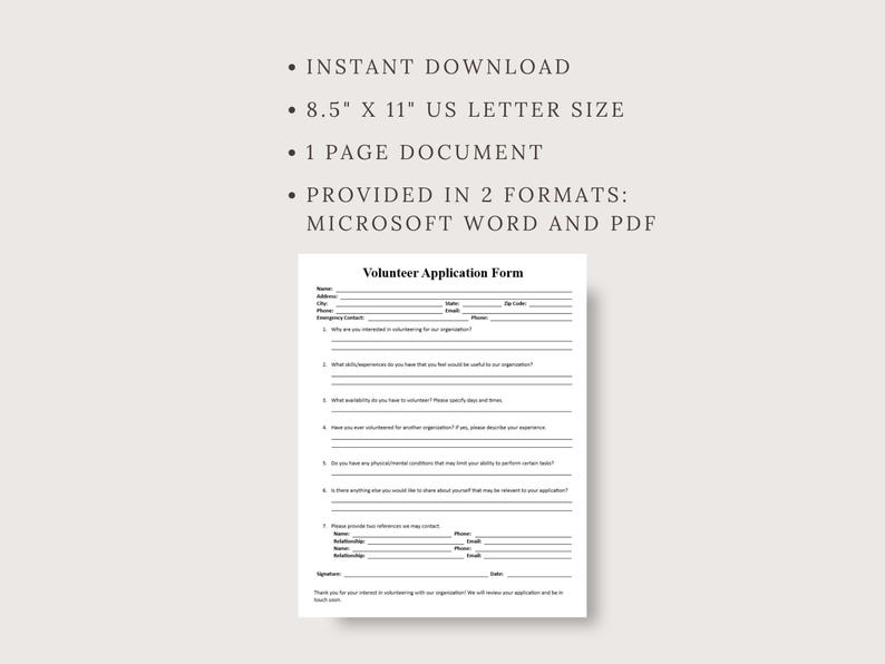 Volunteer Application Form Template: NGO, Nonprofit (microsoft Word ...
