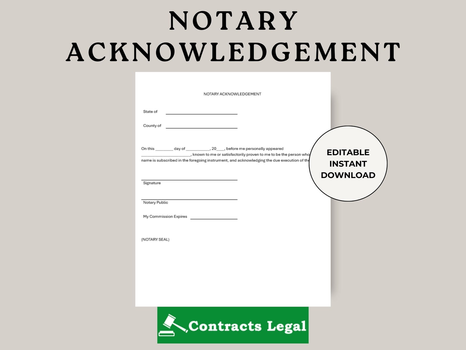 Notary Acknowledgement, Notary Form, Notary Letter, Acknowledgement ...