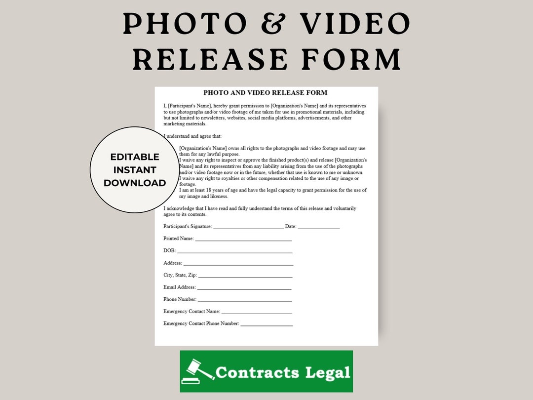 Photo and Video Release Form, Photo Release, Video Consent, Daycare ...
