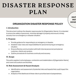 Response Plan, Continuity Plan, Recovery Plan, Emergency Prepared ...