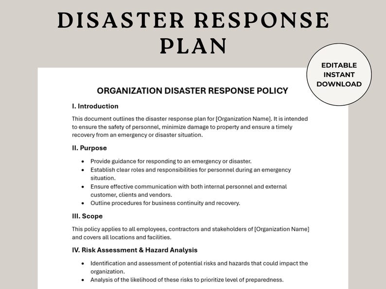 Response Plan, Continuity Plan, Recovery Plan, Emergency Prepared ...