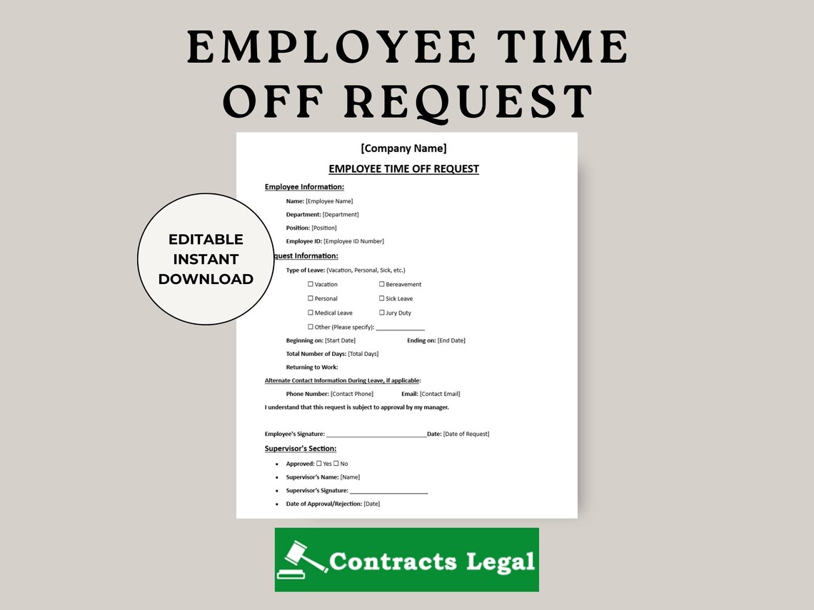 Employee Time-off Request Form, Time off Request Form, Vacation Days ...