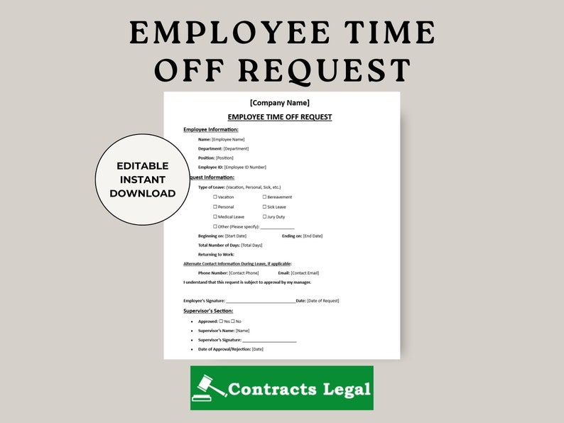 Employee Time-off Request Form, Time off Request Form, Vacation Days ...