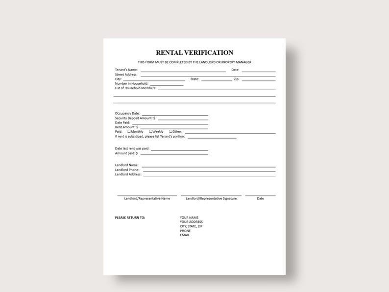 Rental Verification Letter Template: Landlord Reference (digital ...